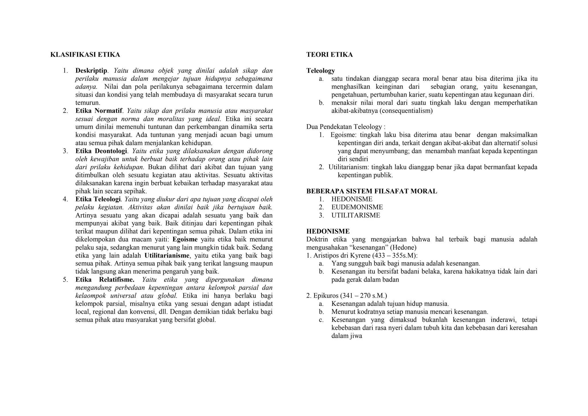 klasifikasi etika | DOCX