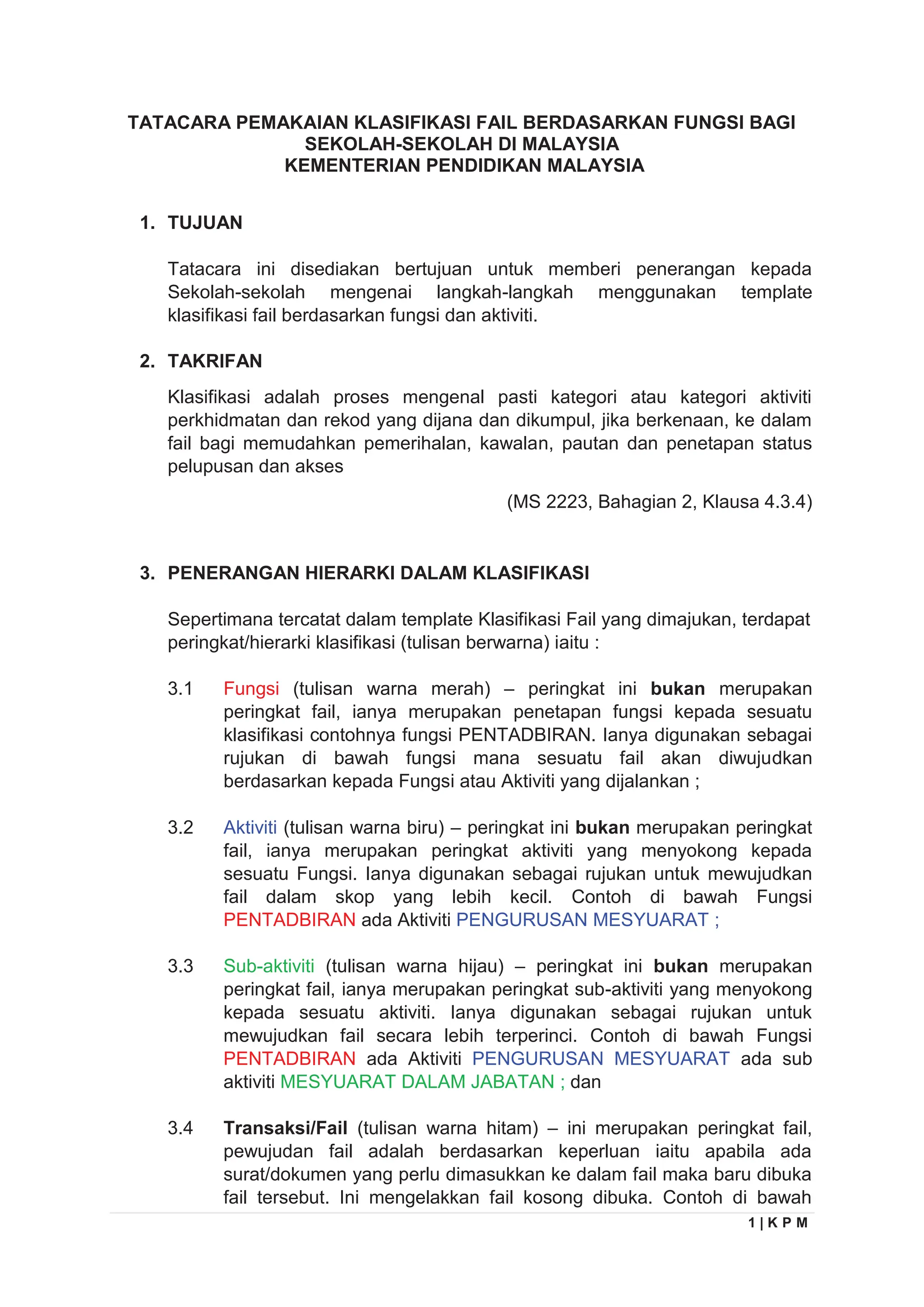 Klasifikasi Fail Sekolah untuk kegunaan sekolah | PDF