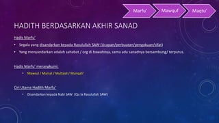 Ulum Hadis: Klasifikasi Hadis | PPTX