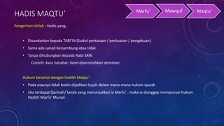 Ulum Hadis: Klasifikasi Hadis | PPTX