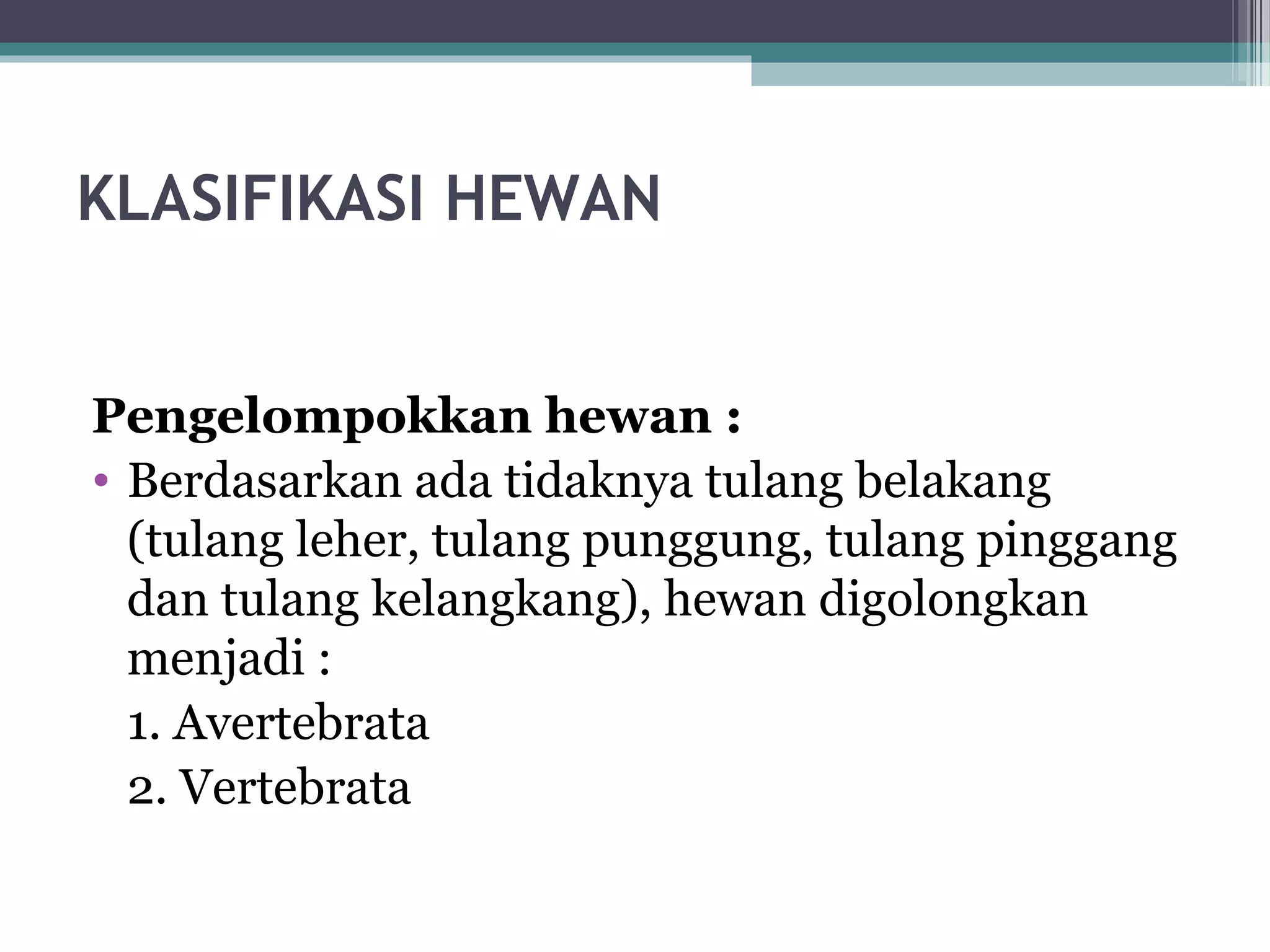 Klasifikasi hewan | PPT