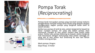 Klasifikasi jenis pompa berdasarkan cara kerjanya | PPTX