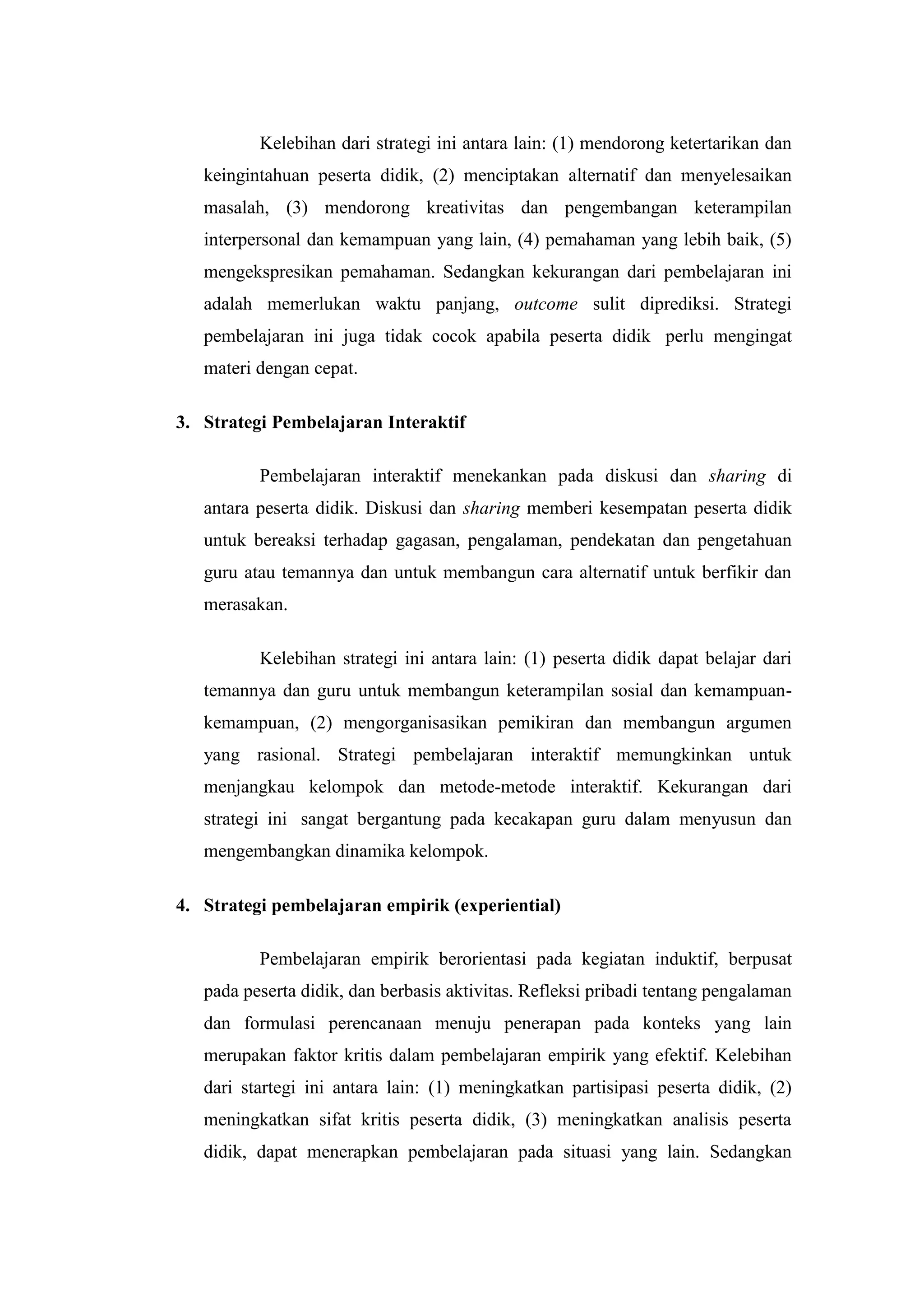Klasifikasi Strategi Pembelajaran | PDF