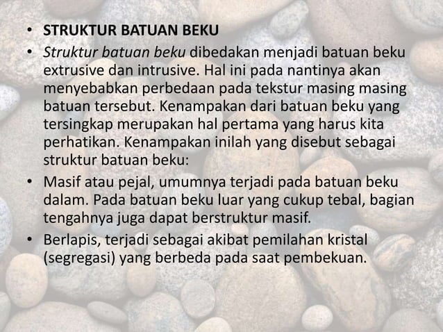 Klasifikasi struktur batuan beku | PPTX
