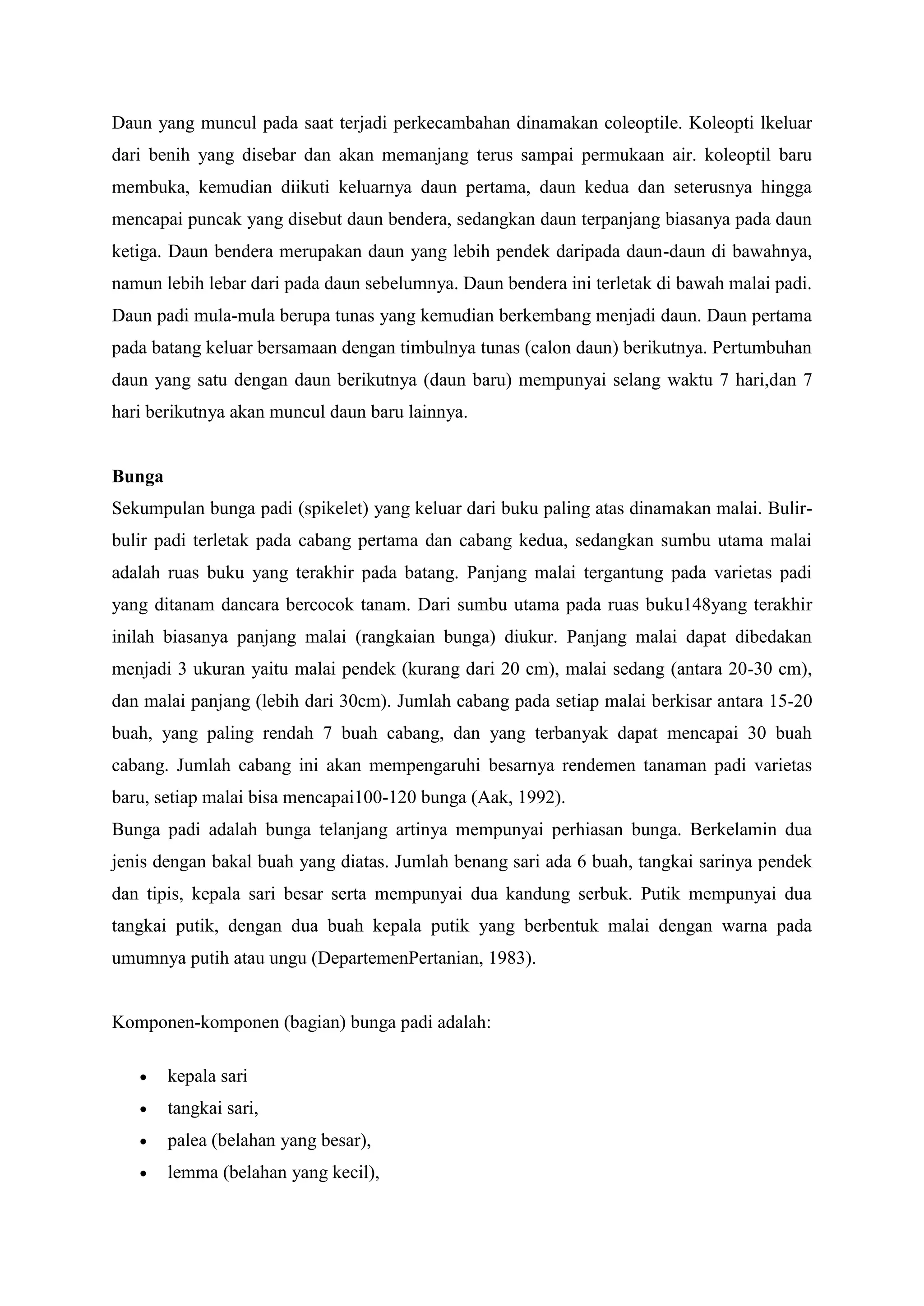 Klasifikasi tanaman padi | DOCX