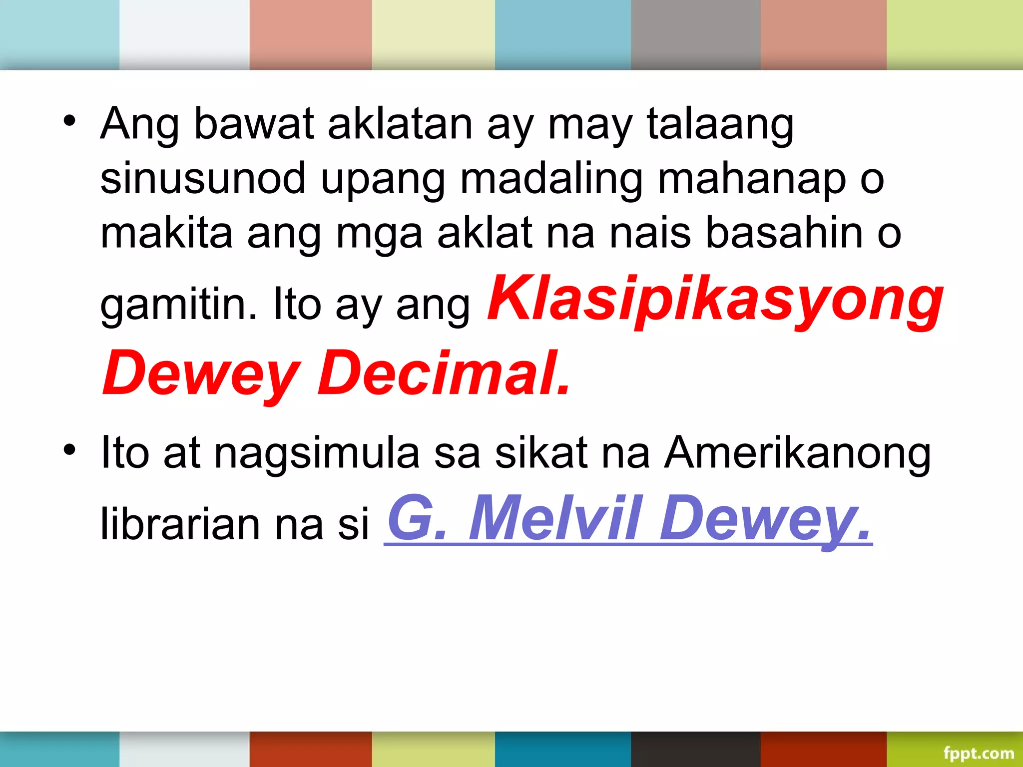 Klasipikasyon dewey decimal | PPT