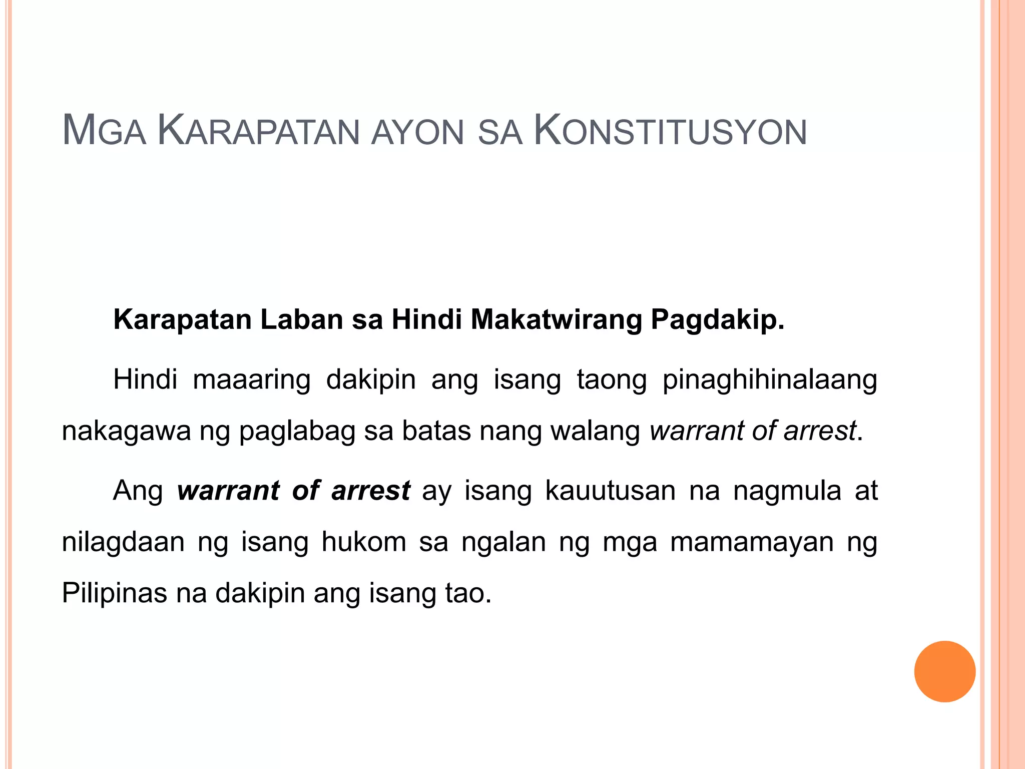 Klasipikasyon ng mga Karapatan Ayon sa Konstitusyon | PPTX