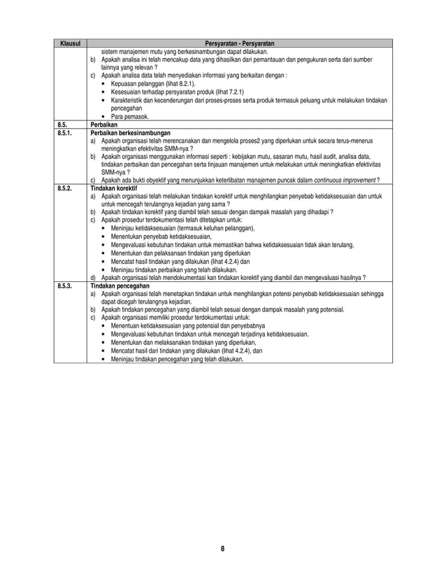 Klausul iso-9001-2008 | PDF