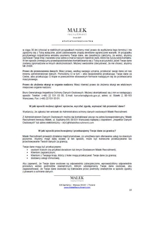 Klauzula informacyjna Malek Recruitment | PDF