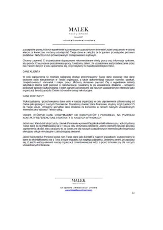 Klauzula informacyjna Malek Recruitment | PDF