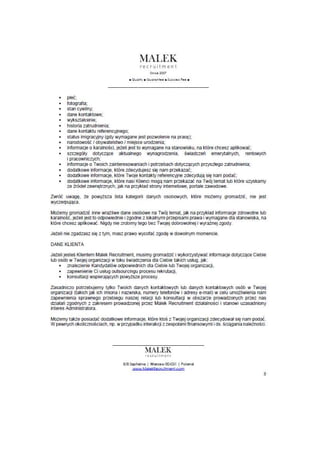 Klauzula informacyjna Malek Recruitment | PDF