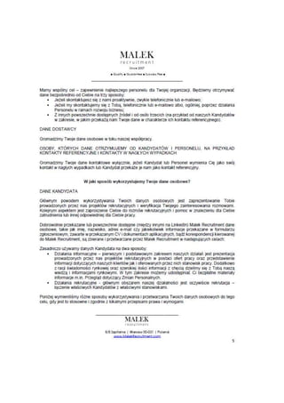Klauzula informacyjna Malek Recruitment | PDF