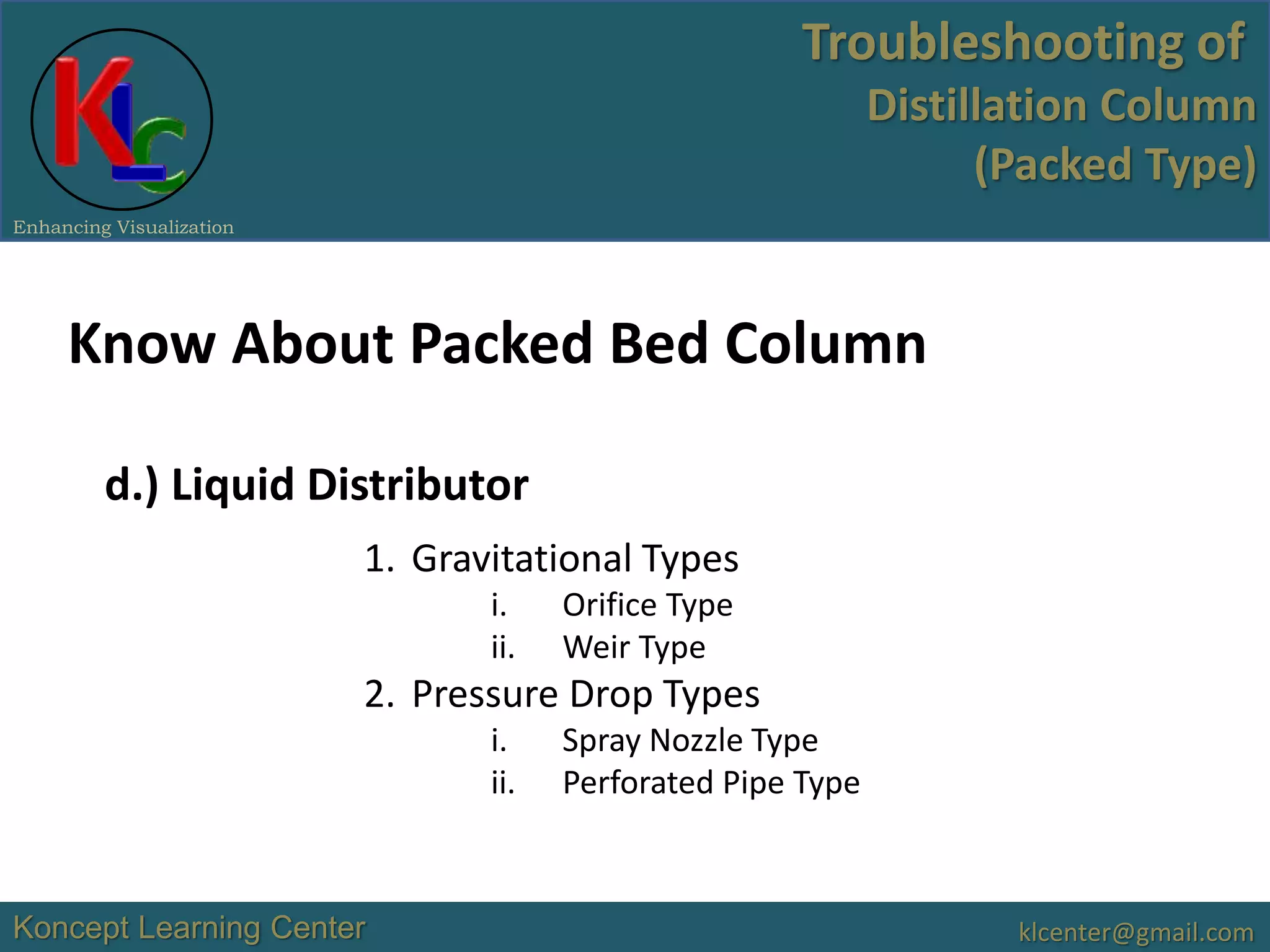Troubleshooting of Packed Distillation Column | PPSX