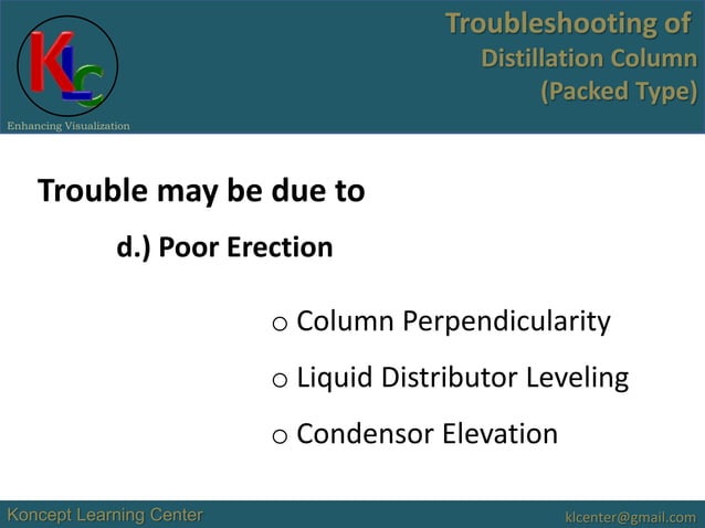 Troubleshooting of Packed Distillation Column | PPSX | Science