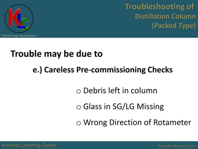 Troubleshooting of Packed Distillation Column | PPSX | Science