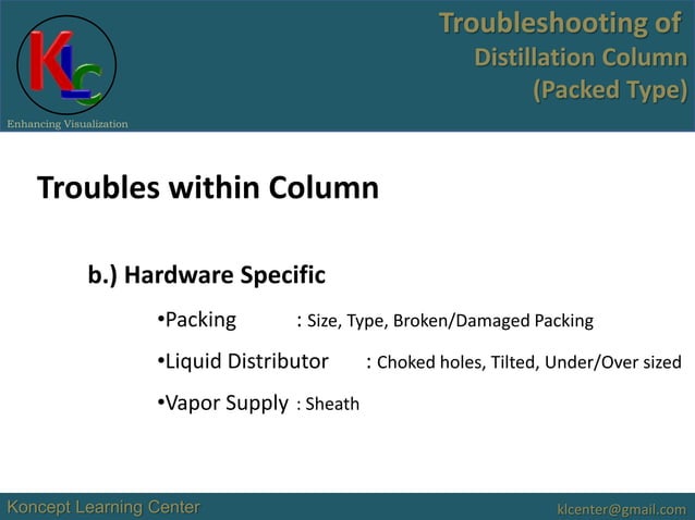 Troubleshooting of Packed Distillation Column | PPSX | Science