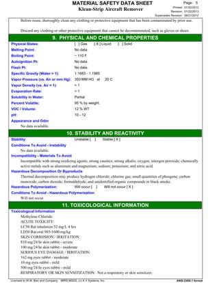 Klean strip aircraft remover msds | PDF