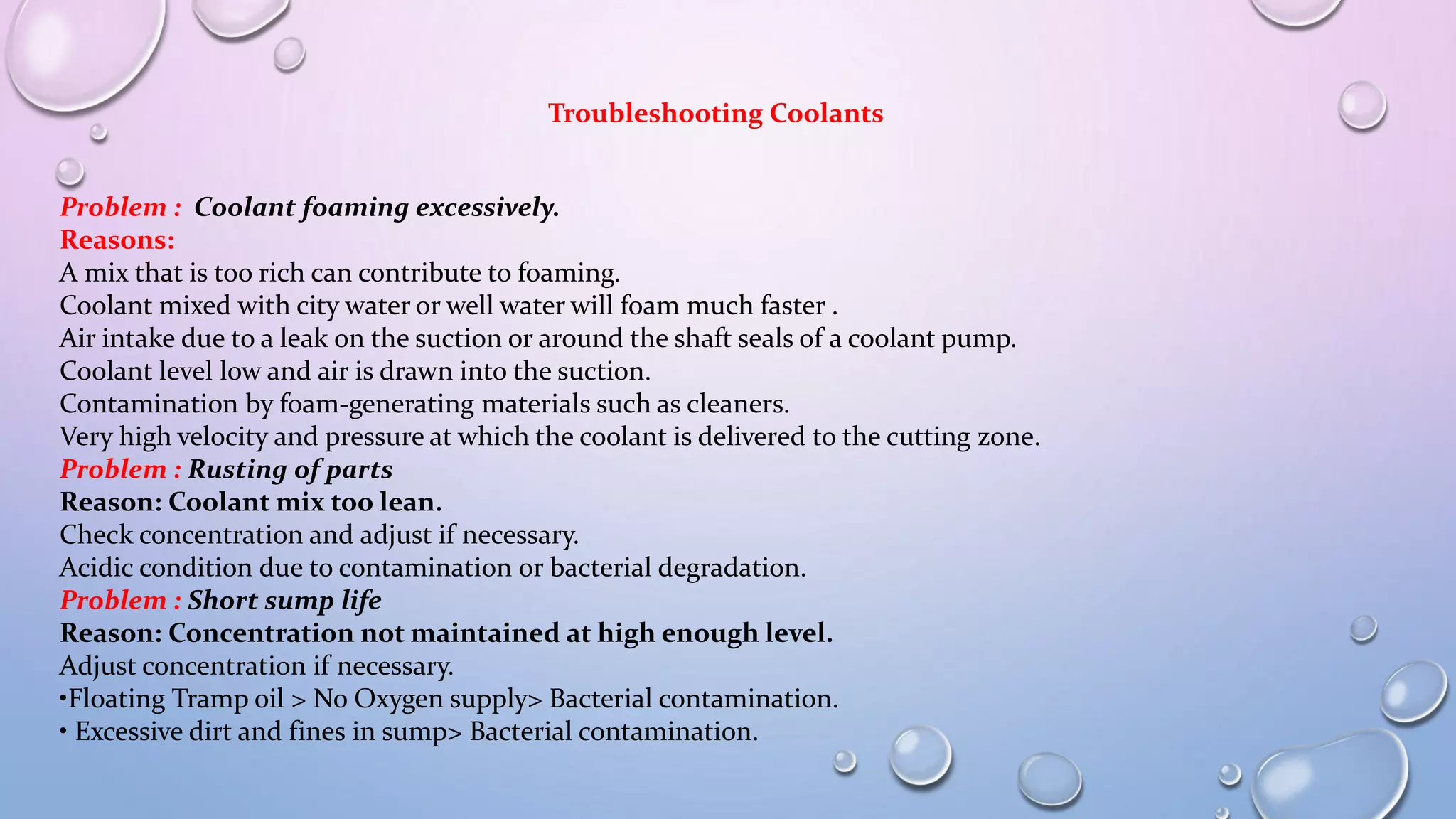 Machine Coolant Management & Trouble Shooting. | PPTX