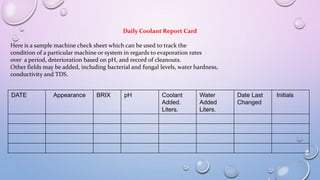 Machine Coolant Management & Trouble Shooting. | PPTX