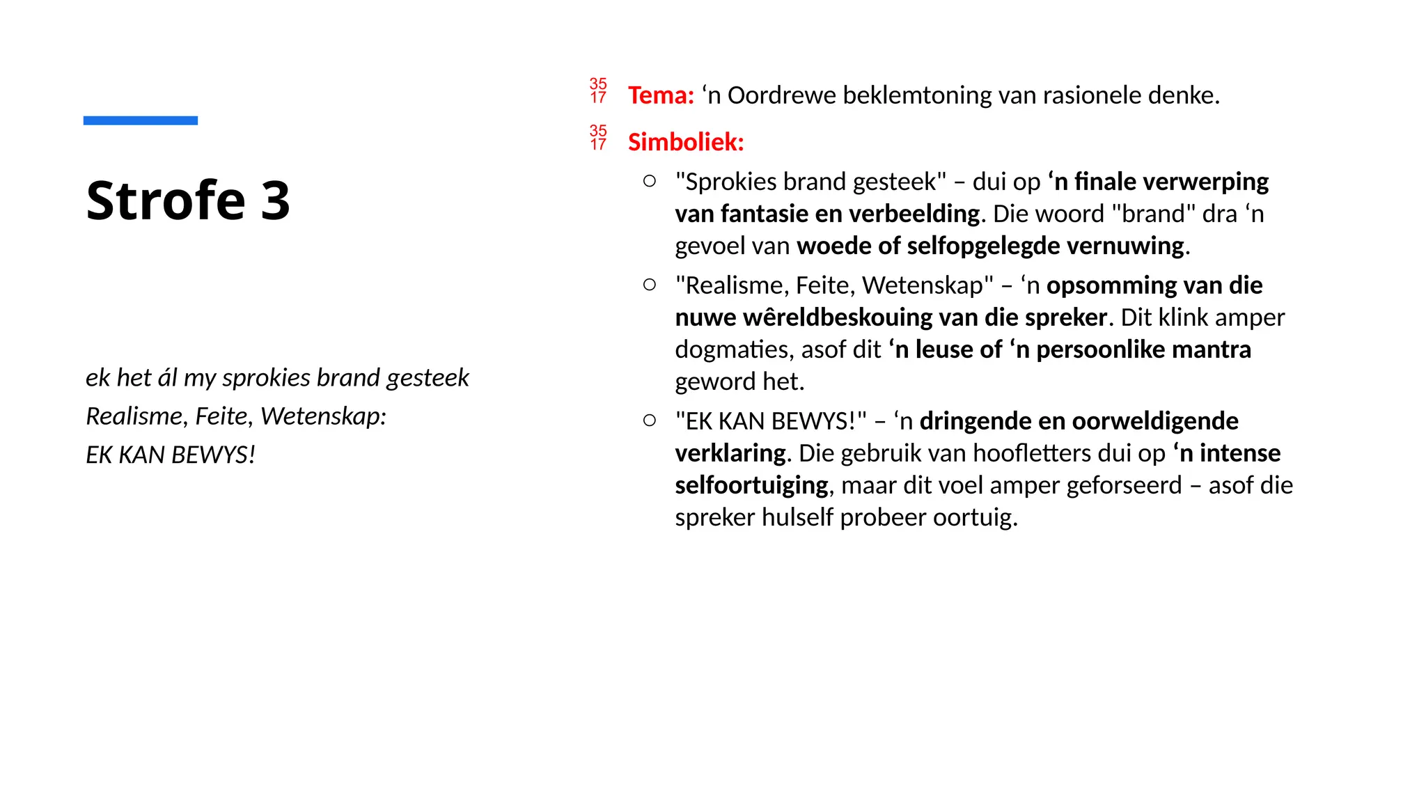 Klein Geloof Gedig Analise van die gedig | PPTX