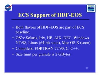 HDF-EOS Development: Current Status and Tools | PDF