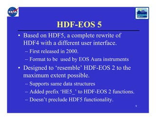 HDF-EOS Development: Current Status and Tools | PDF