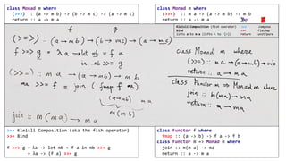 Kleisli composition, flatMap, join, map, unit - implementation and interrelation - V2 updated ...