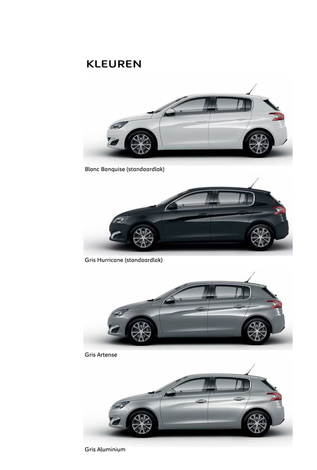 De kleuren en bekleding van de nieuwe Peugeot 308 | PDF