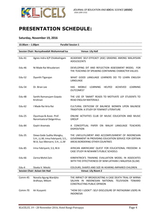 KliCELS5 conference program and presentation schedule 14112016 | PDF