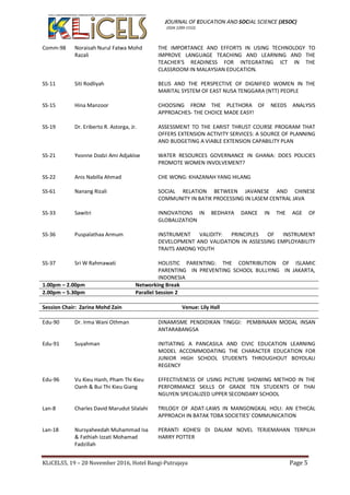 KliCELS5 conference program and presentation schedule 14112016 | PDF