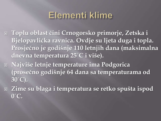 Klima u Crnoj Gori | PPTX