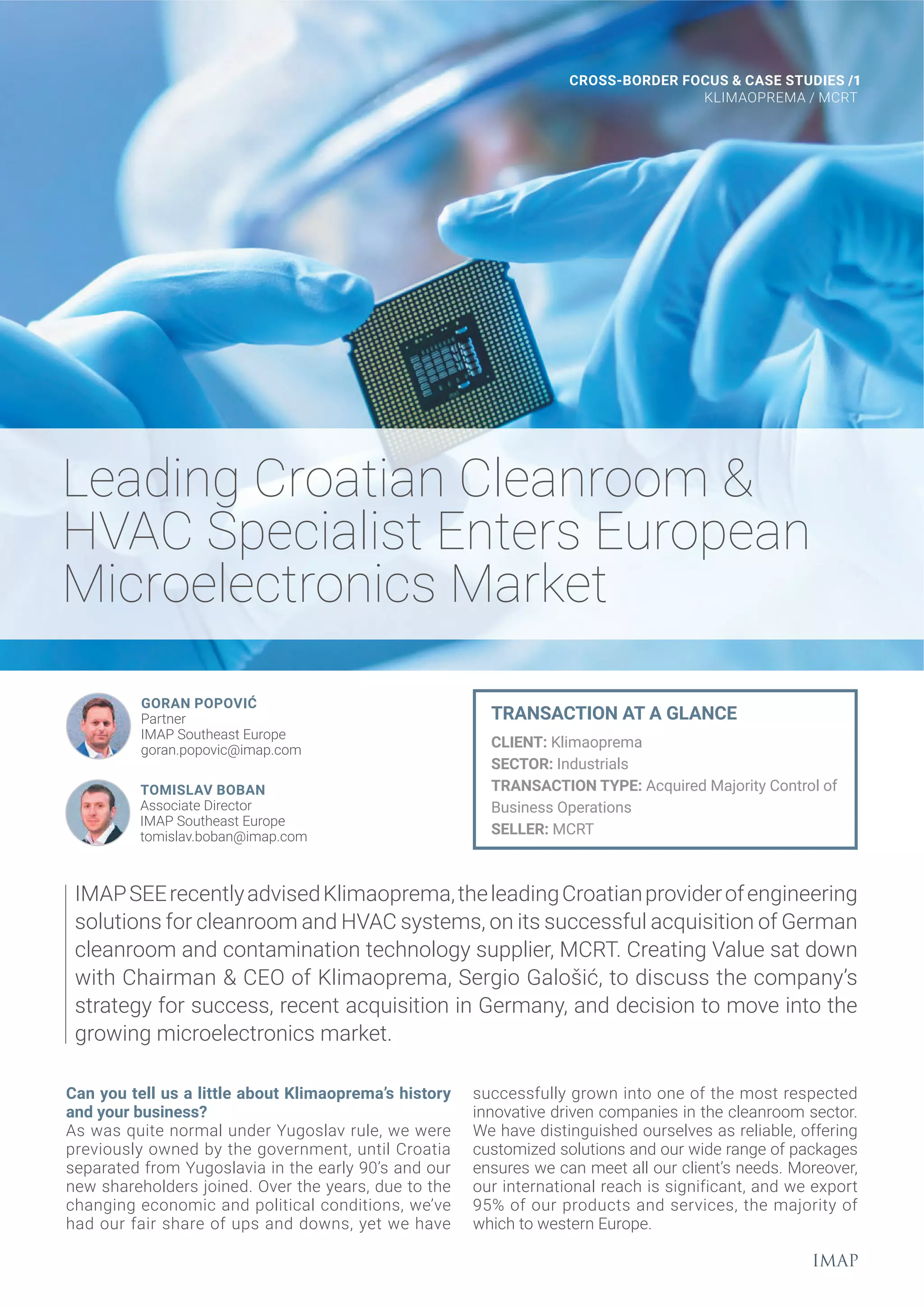 Leading Croatian Cleanroom & HVAC Specialist Enters European ...