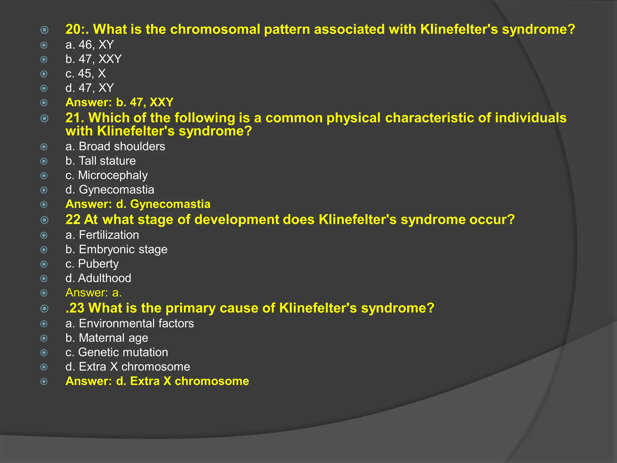 klinefelter syndrome and it's causes, symptoms | PPT