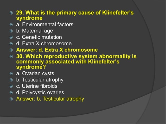 klinefelter syndrome and it's causes, symptoms | PPT