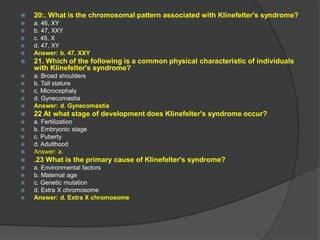 klinefelter syndrome and it's causes, symptoms | PPT