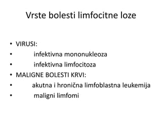 Klinicka slika,dijagnoza i vrste bolesti limfocitne loze | PPT