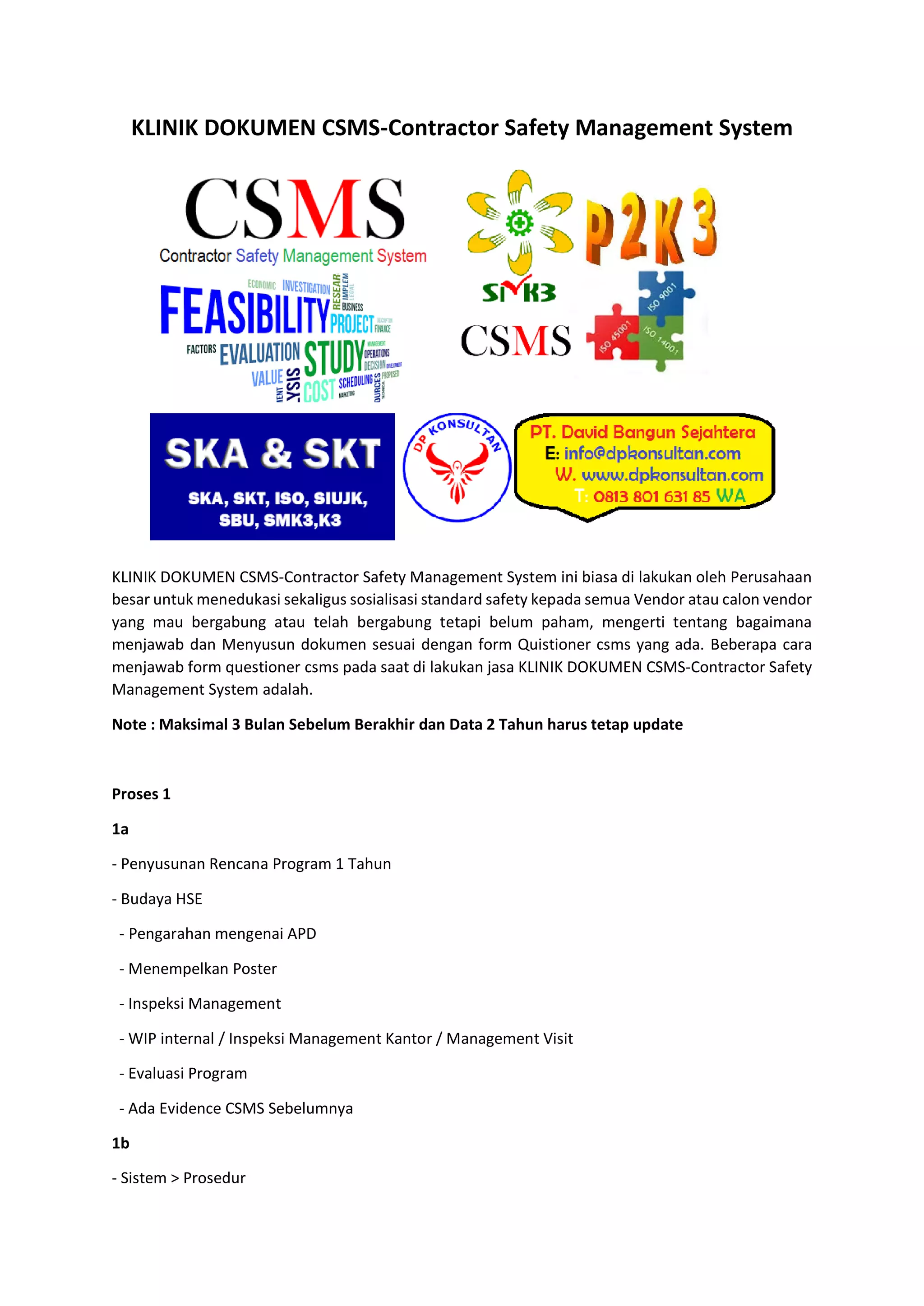 Jasa konsultan Klinik Dokumen csms | PDF