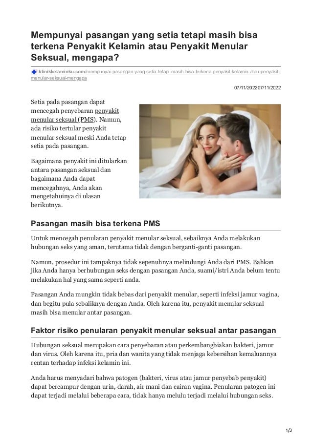 klinikkelaminku.com-Mempunyai pasangan yang setia tetapi masih bisa terkena Penyakit Kelamin ...