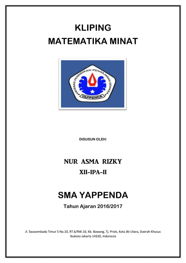 KNAR13 - MATEMATIKA MINAT SMA (KLIPING) | PDF