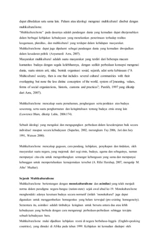 Kliping multikulturalisme dan multikultural | DOCX