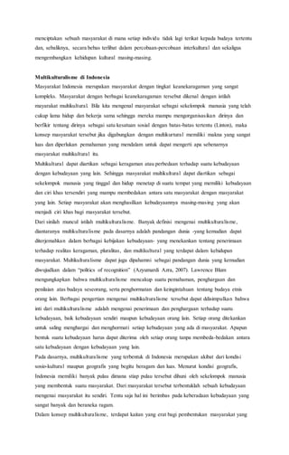 Kliping multikulturalisme dan multikultural | DOCX