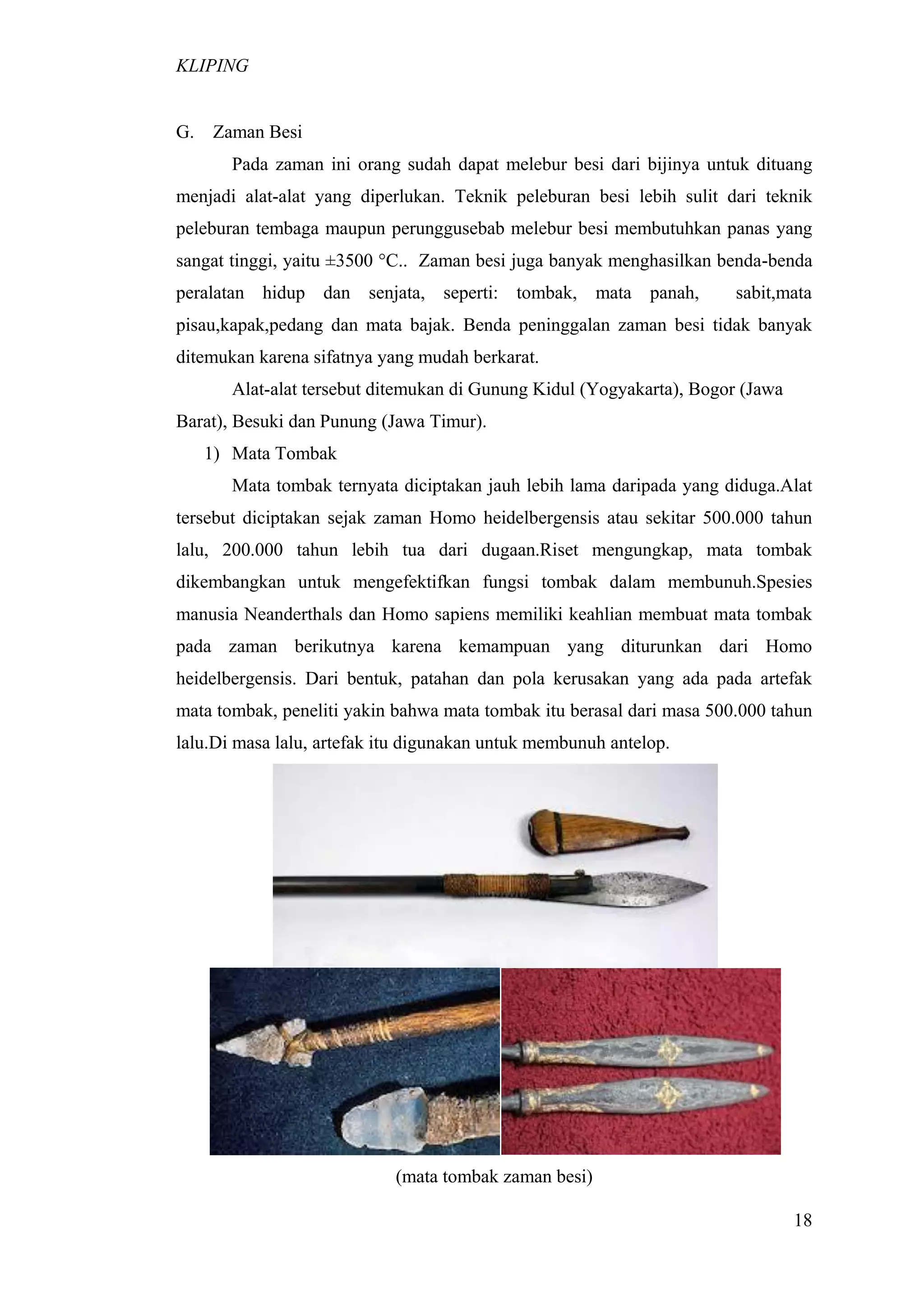 ALAT YANG DIGUNAKAN PADA ZAMAN BATU DAN ZAMAN LOGAM Kliping Oleh Nanda ...