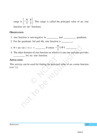 ACTIVITY OF MATHEMATICS CLASS 12th | PDF