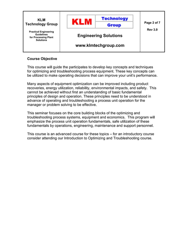 Optimizing and Troubleshooting Process Equipment Advanced Training ...