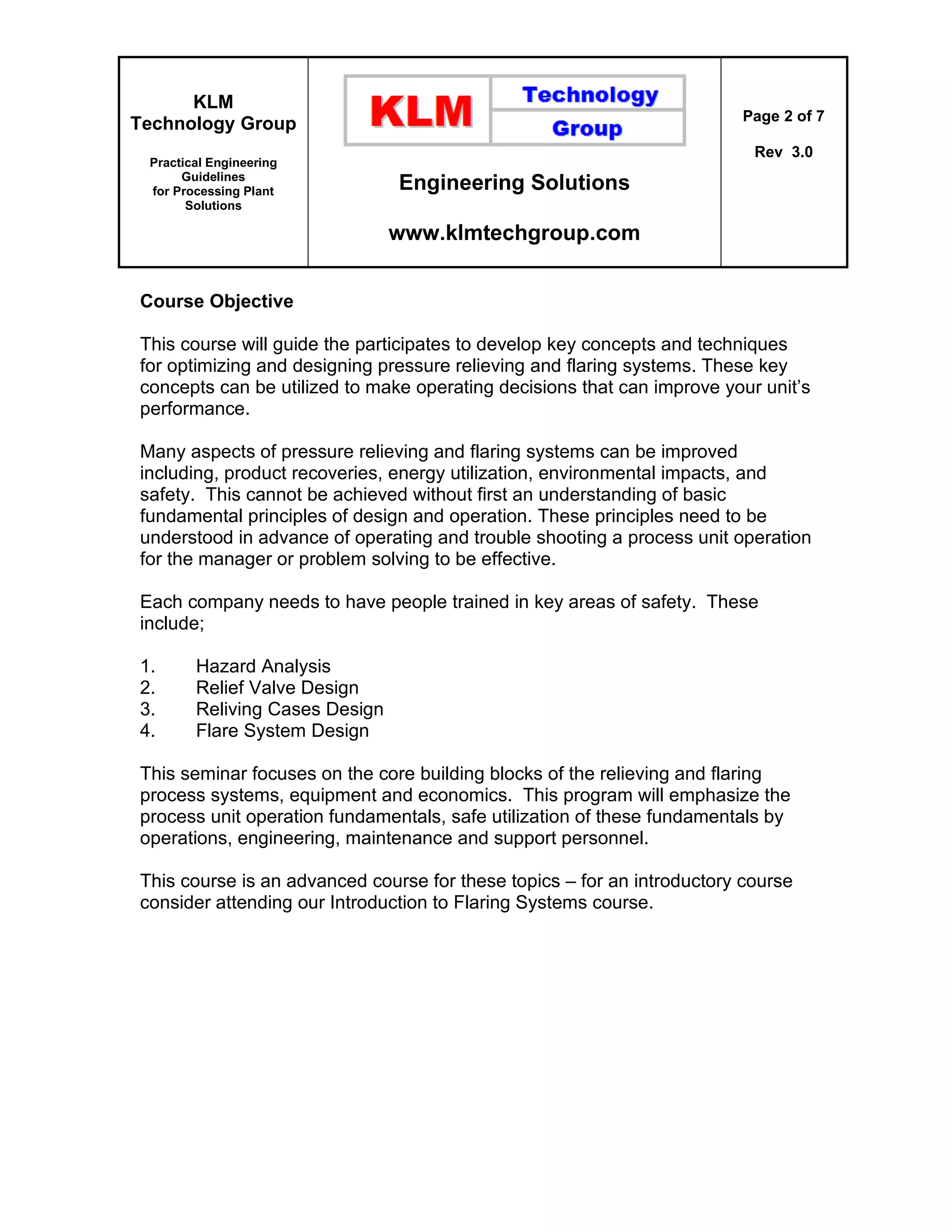 Advanced Relief Valve and Process Flare Systems Training | PDF