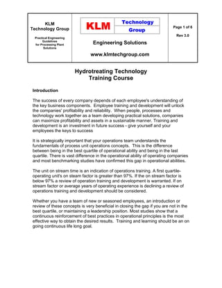 Hydrotreating Technology Training Course | PDF