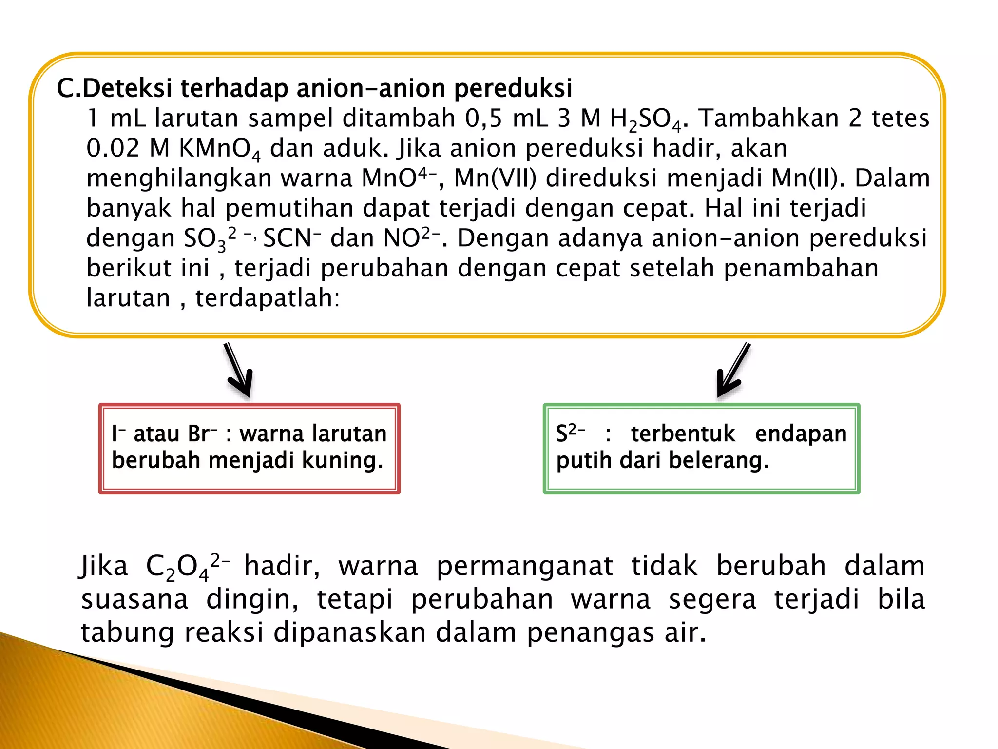 Reaksi-Reaksi Identifikasi Anion | PPTX