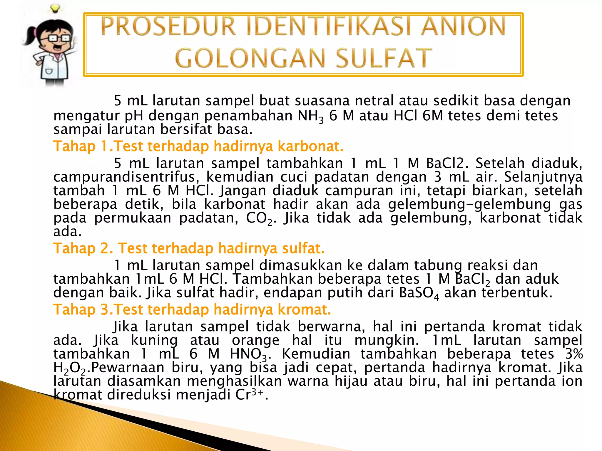 Reaksi-Reaksi Identifikasi Anion | PPTX