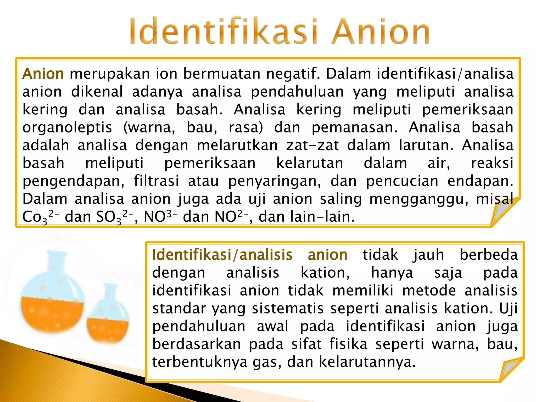 Reaksi-Reaksi Identifikasi Anion | PPTX