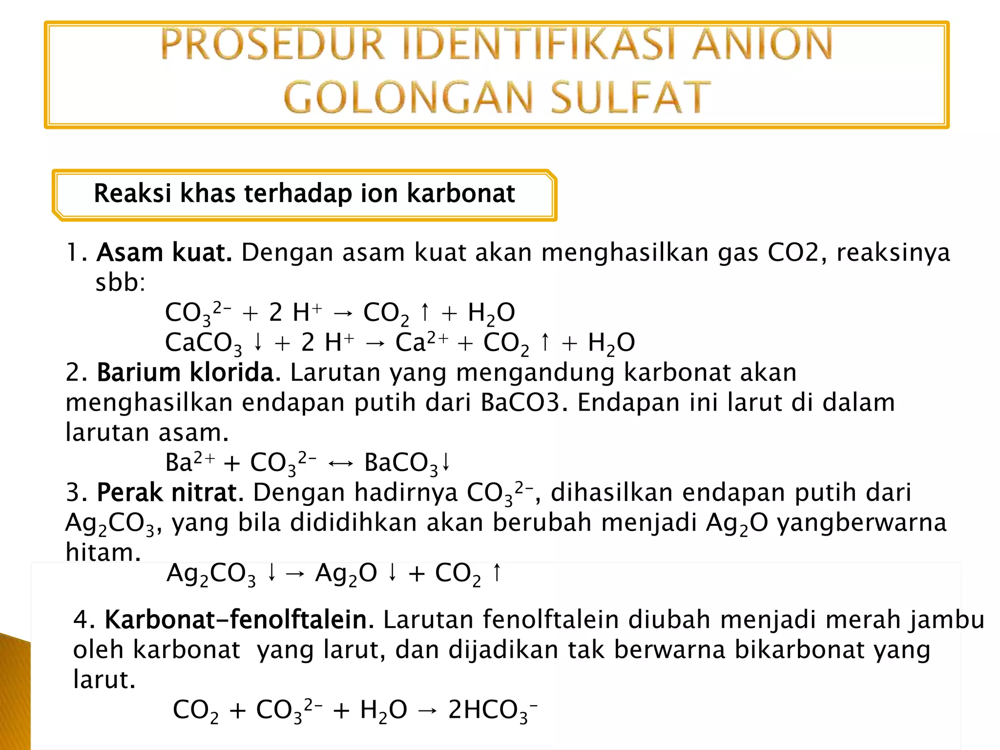 Reaksi-Reaksi Identifikasi Anion | PPTX
